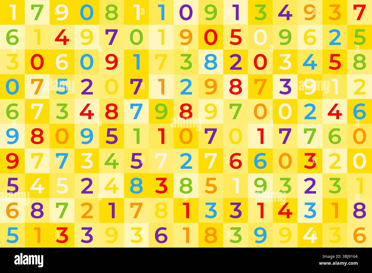 All Math Numbers 0-9 digits colorful seamless vector Mosaic Pattern ...