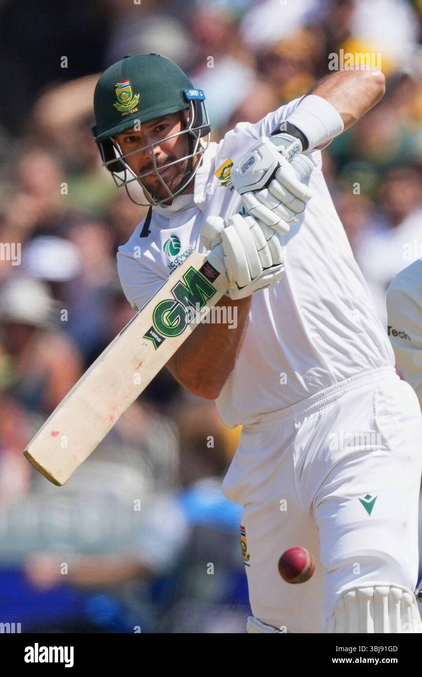 South Africa's Aiden Markram bats on day four of the World Test ...