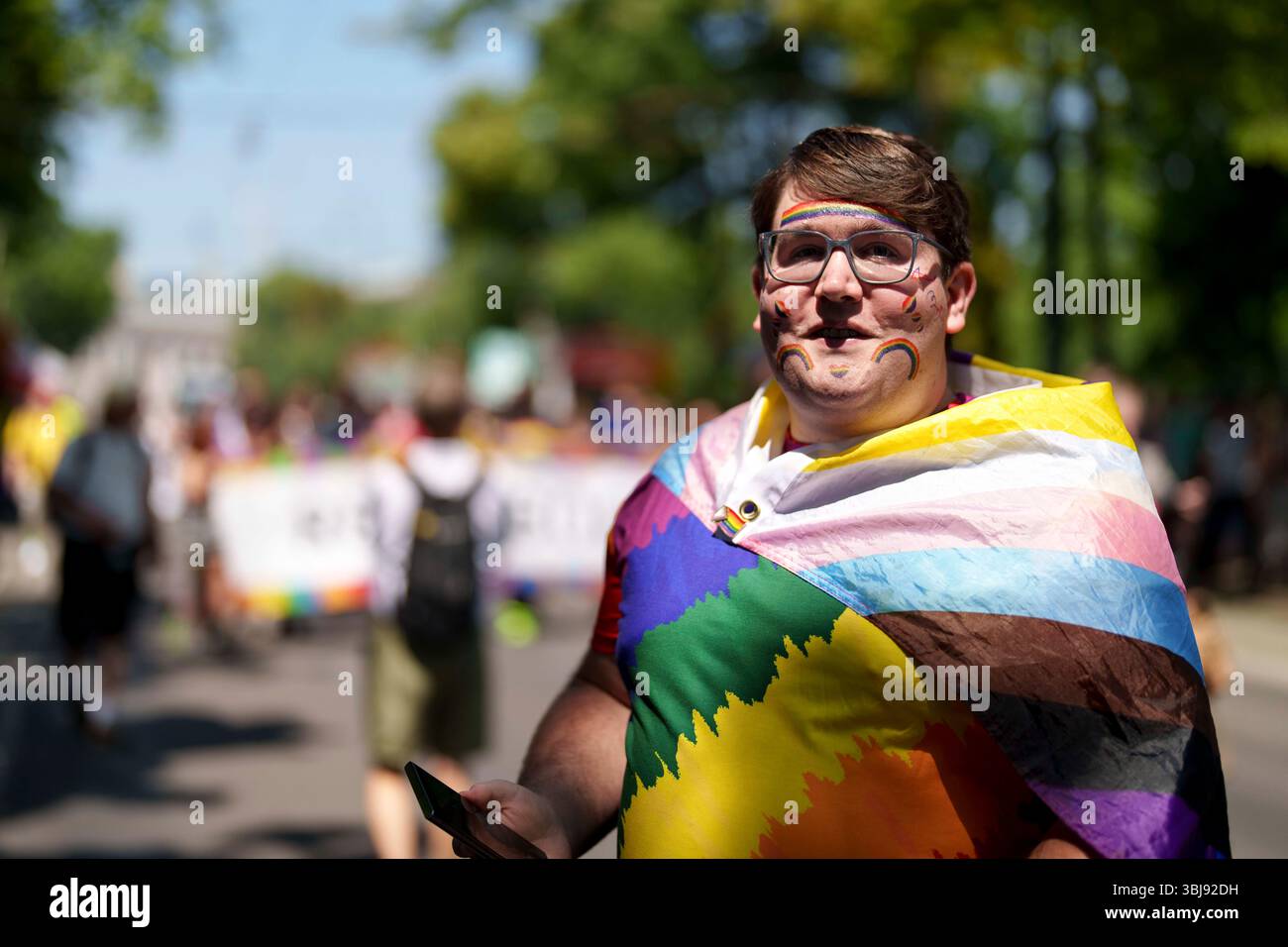 Participants attending the 29. Vienna Pride parade, taking place on ...