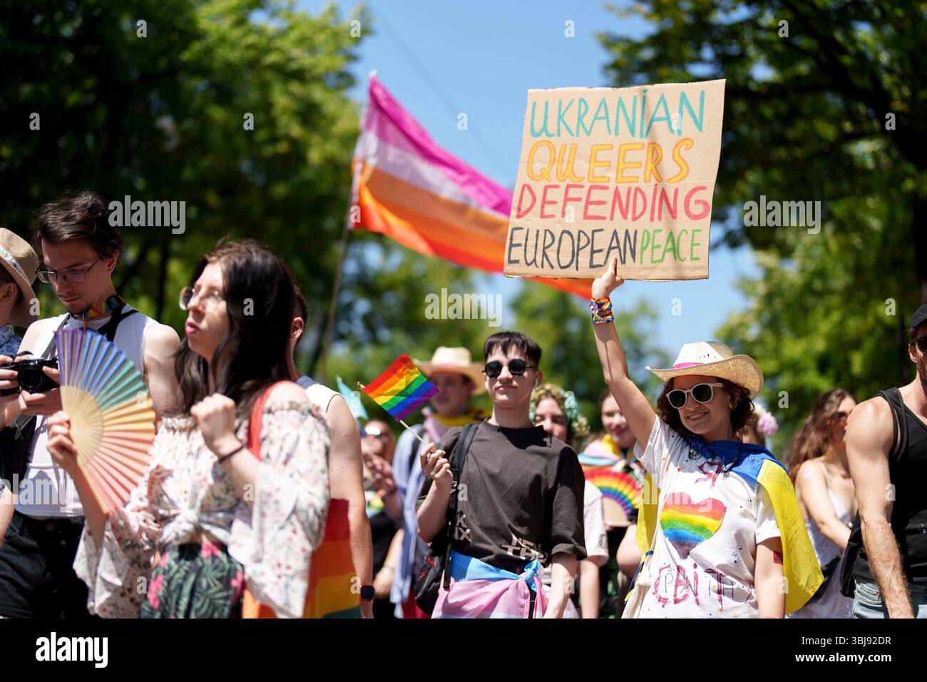 Participants attending the 29. Vienna Pride parade, taking place on ...