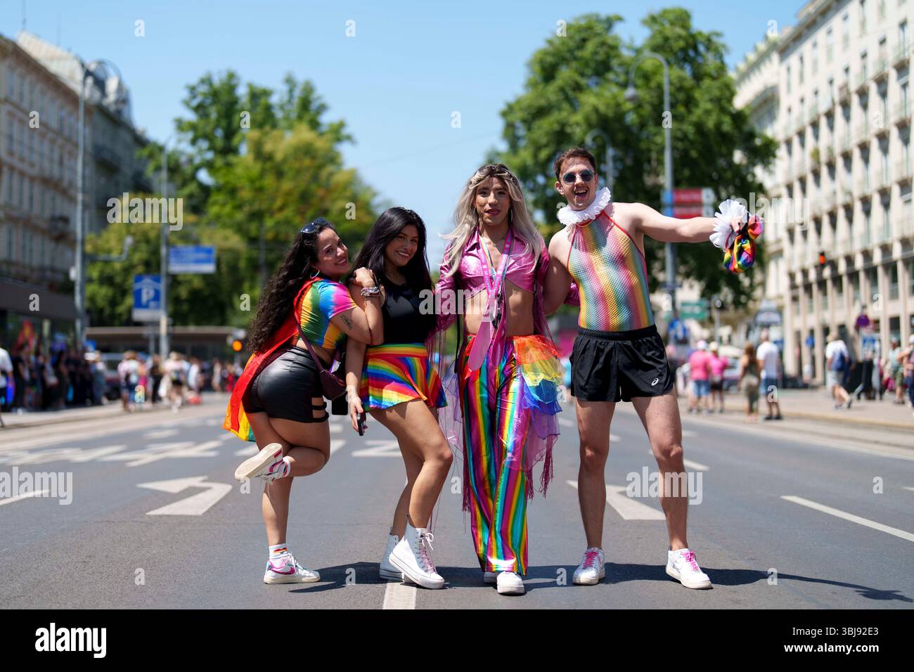 Participants attending the 29. Vienna Pride parade, taking place on ...