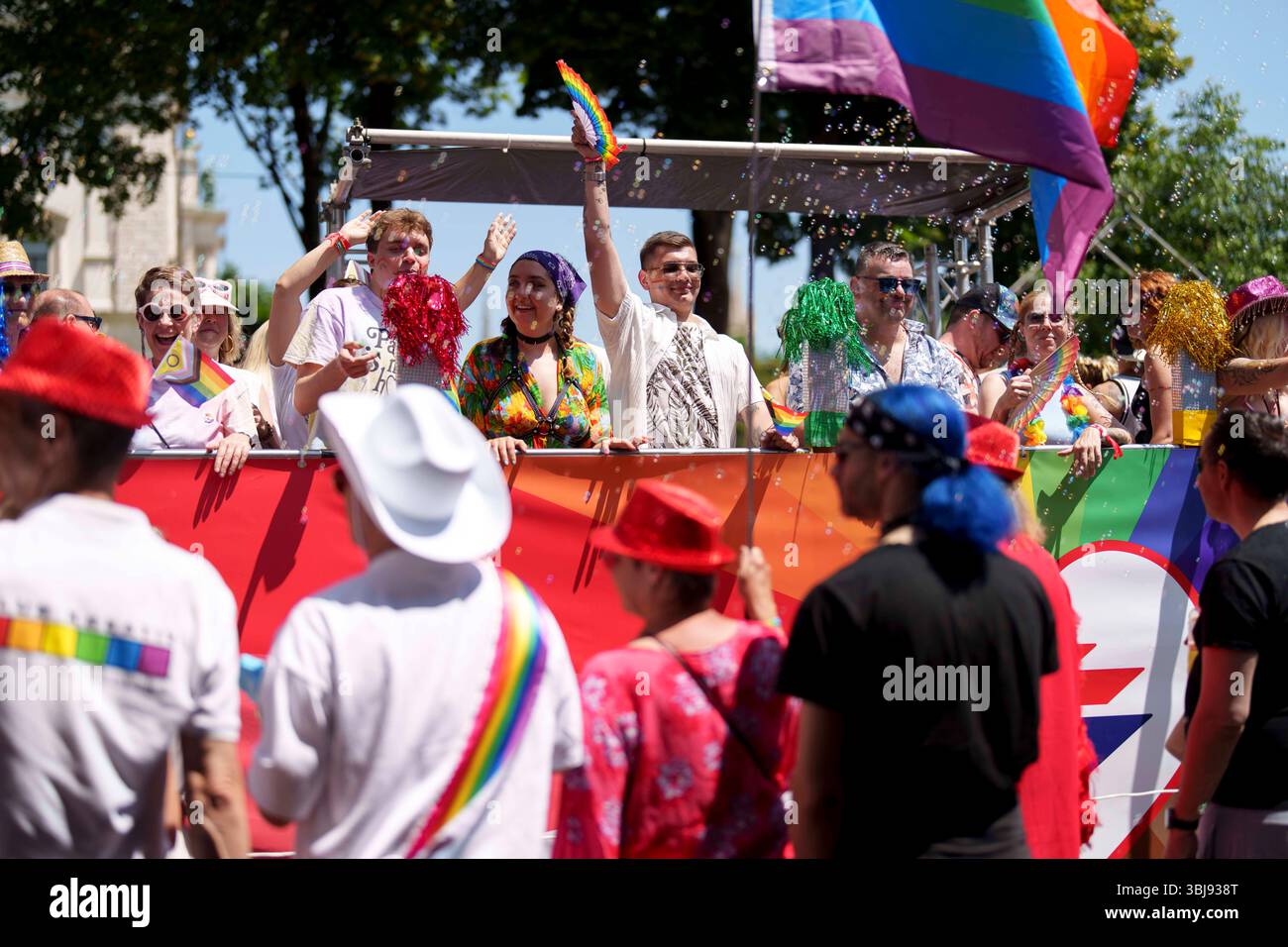 Participants attending the 29. Vienna Pride parade, taking place on ...