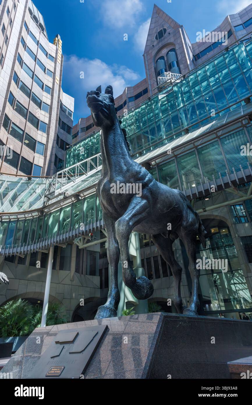 London, England - One of the three bronze horses that adorn the ...
