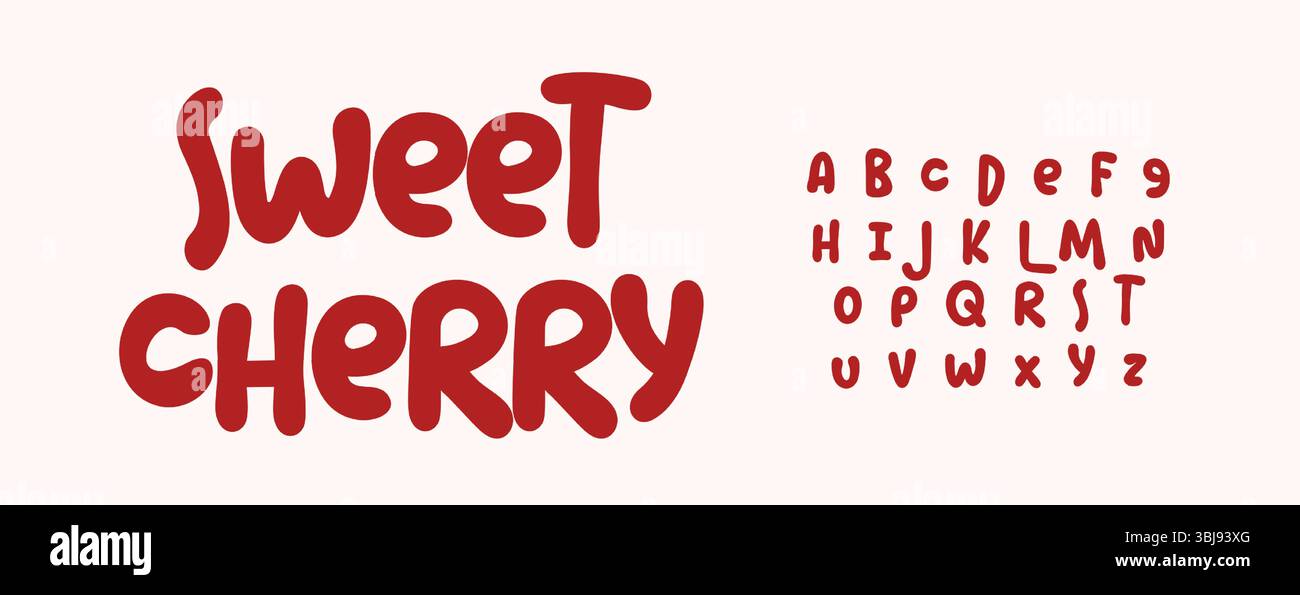 Summer Sweet Cherry, joyful lettering, cartoon rounded typography ...