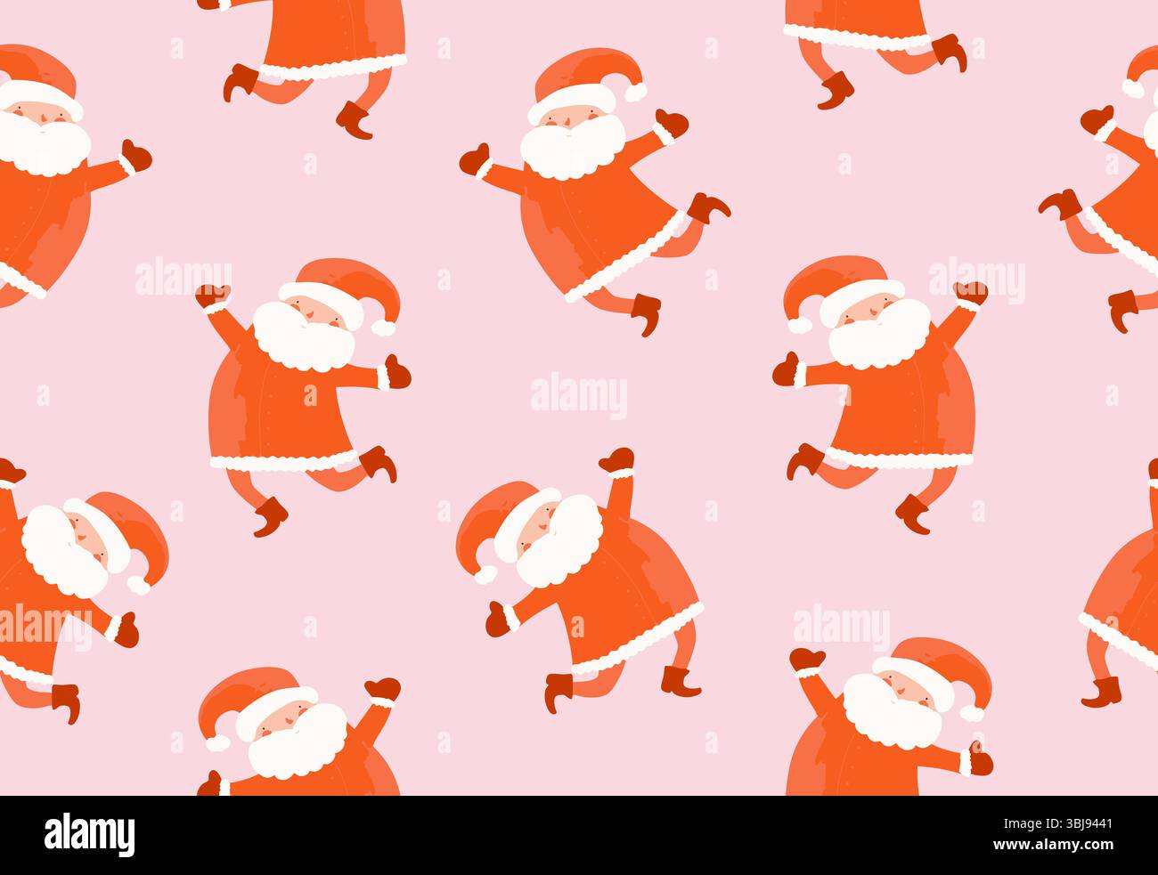 Christmas Seamless Vector Pattern With Cute Santa Claus on a Pastel ...