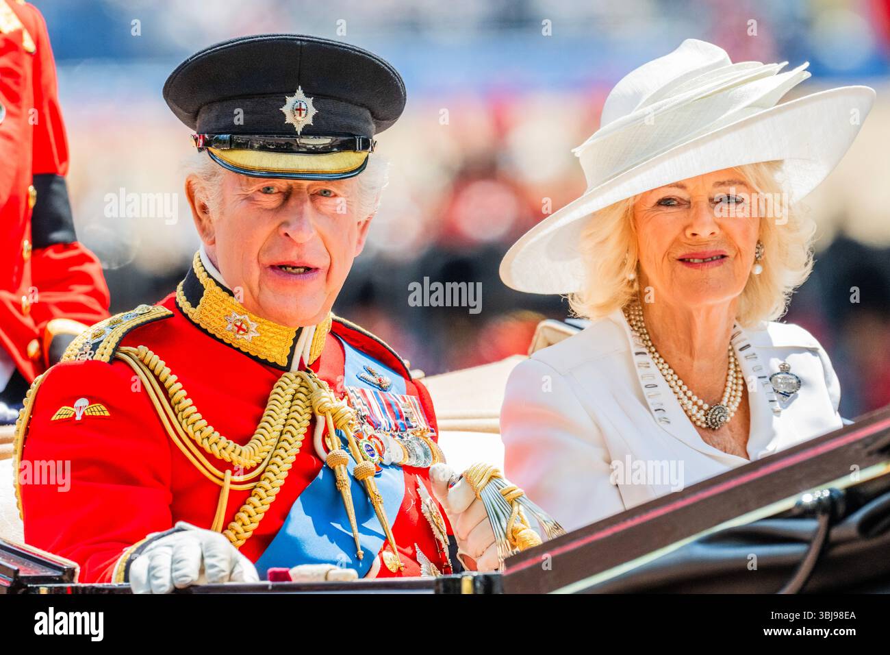 London, UK. 14th June, 2025. King Charles III and Queen Camilla return ...