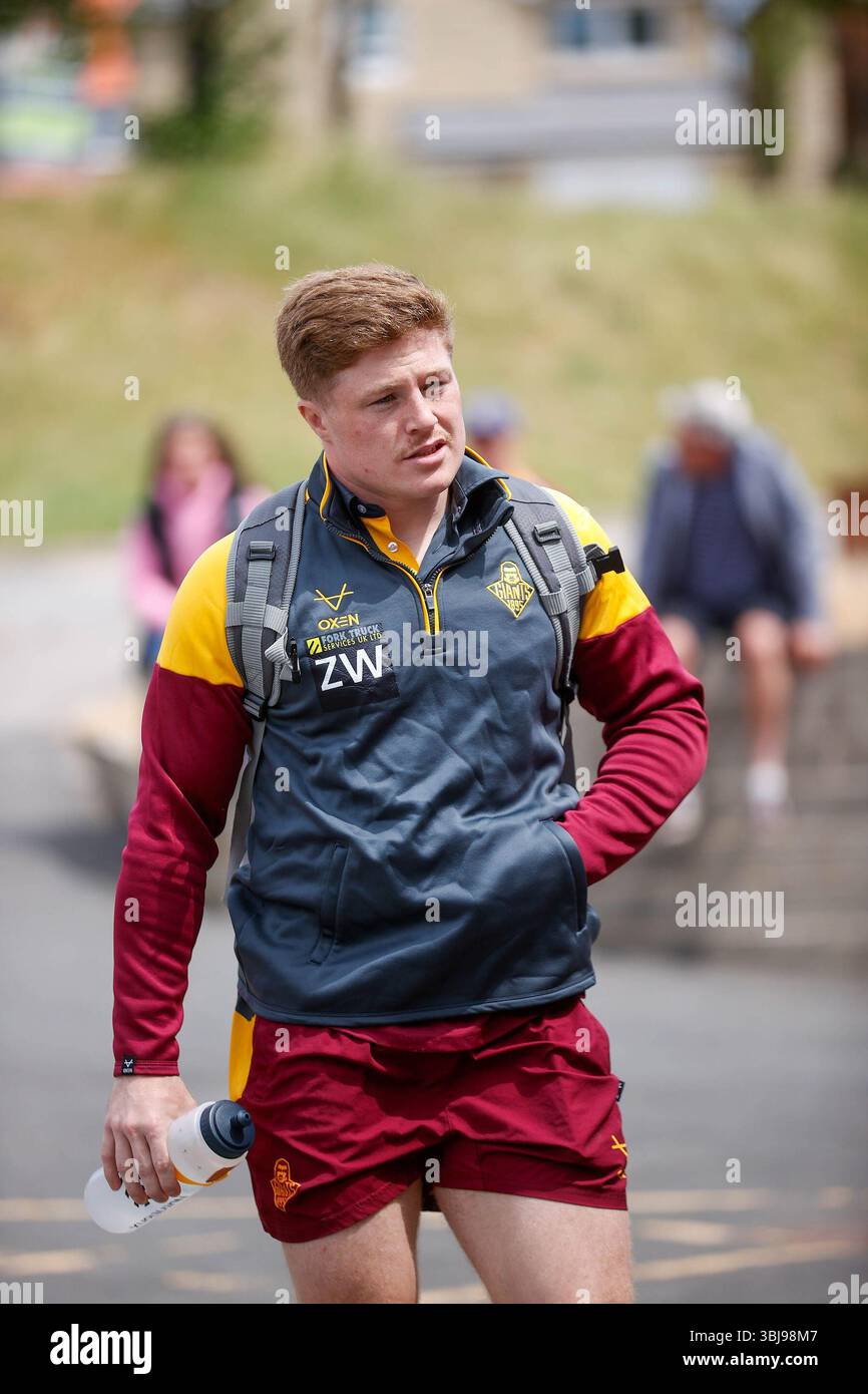 Zac Woolford of Huddersfield arrives for the game *** during the Super League match between ...