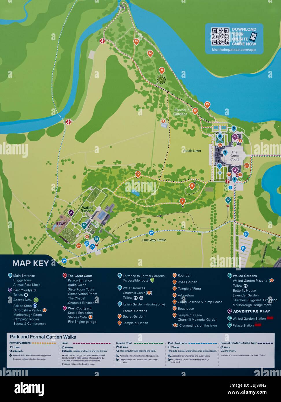 Blenheim Palace, United Kingdom - 12 July 2023, The visitor map of ...