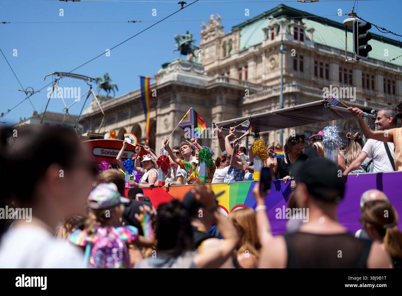 Participants attending the 29. Vienna Pride parade, taking place on ...