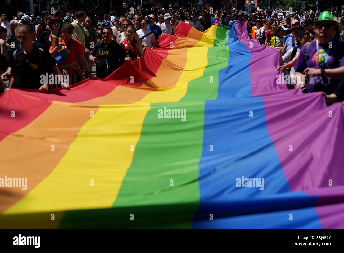 Participants attending the 29. Vienna Pride parade, taking place on ...