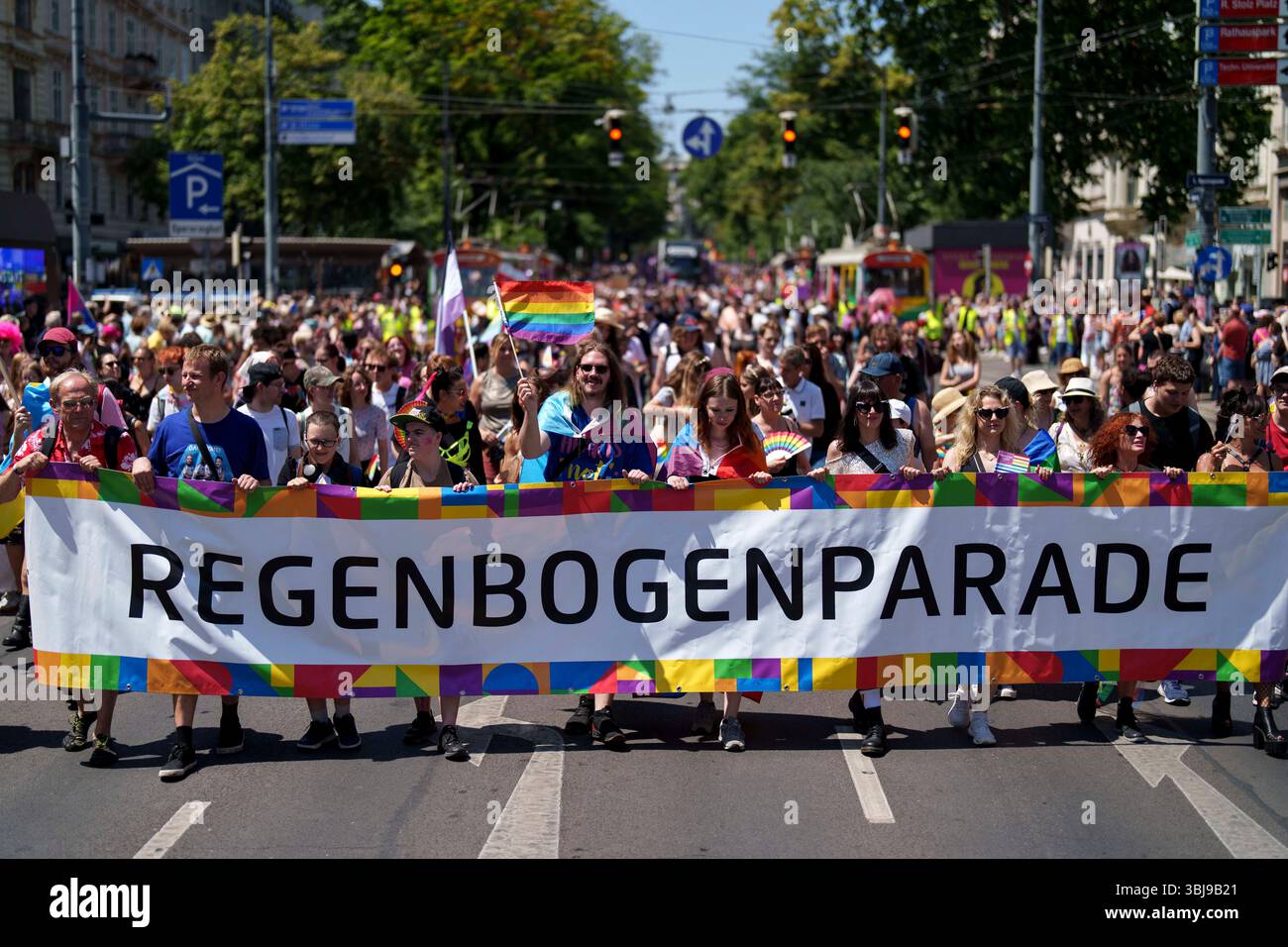 Participants attending the 29. Vienna Pride parade, taking place on ...