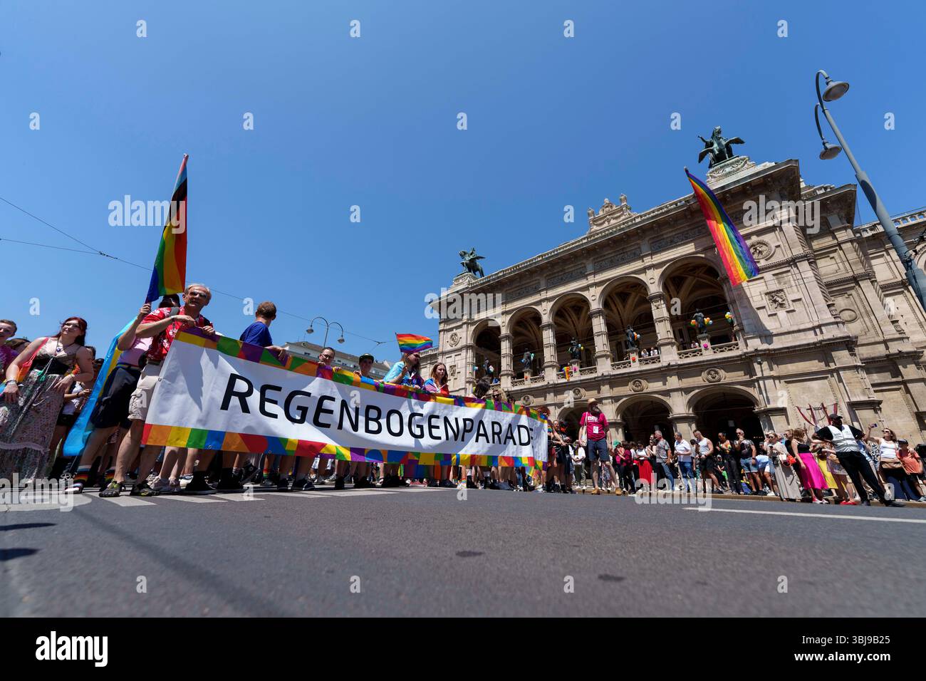 Participants attending the 29. Vienna Pride parade, taking place on ...