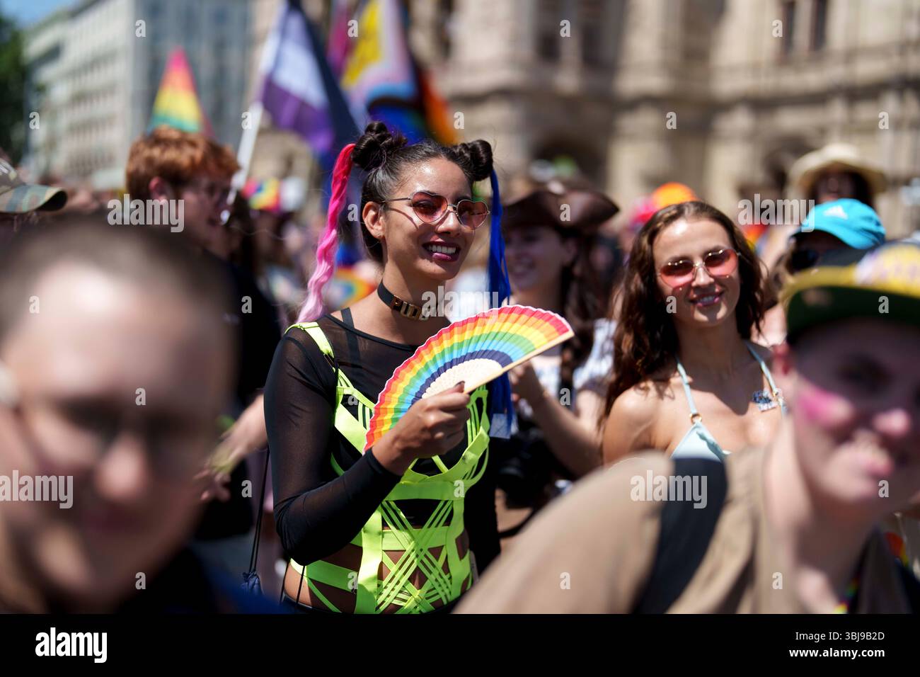 Participants attending the 29. Vienna Pride parade, taking place on ...