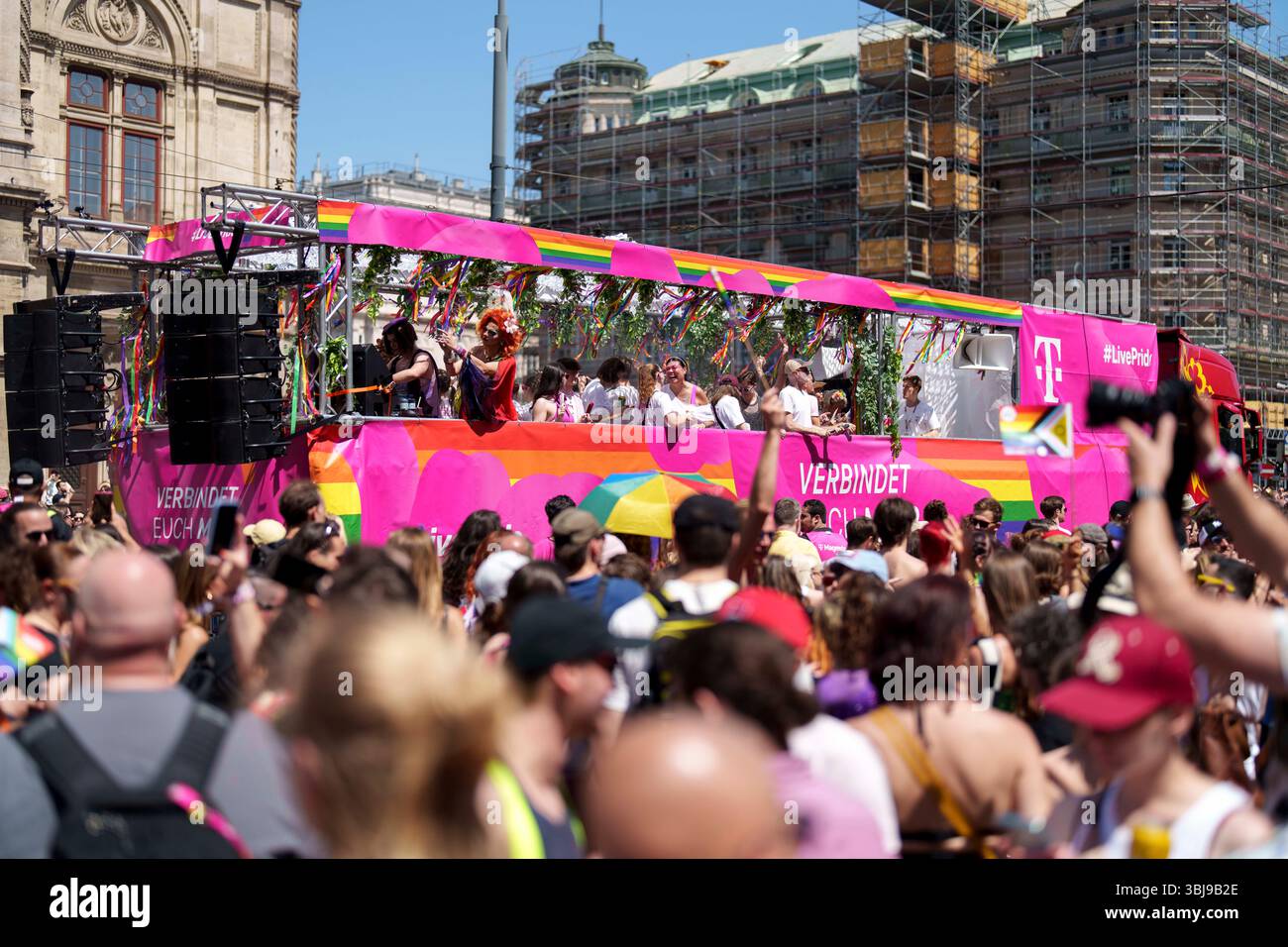 Participants attending the 29. Vienna Pride parade, taking place on ...