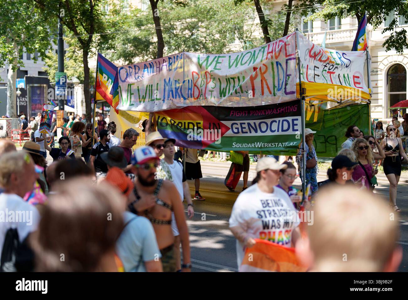 Participants attending the 29. Vienna Pride parade, taking place on ...