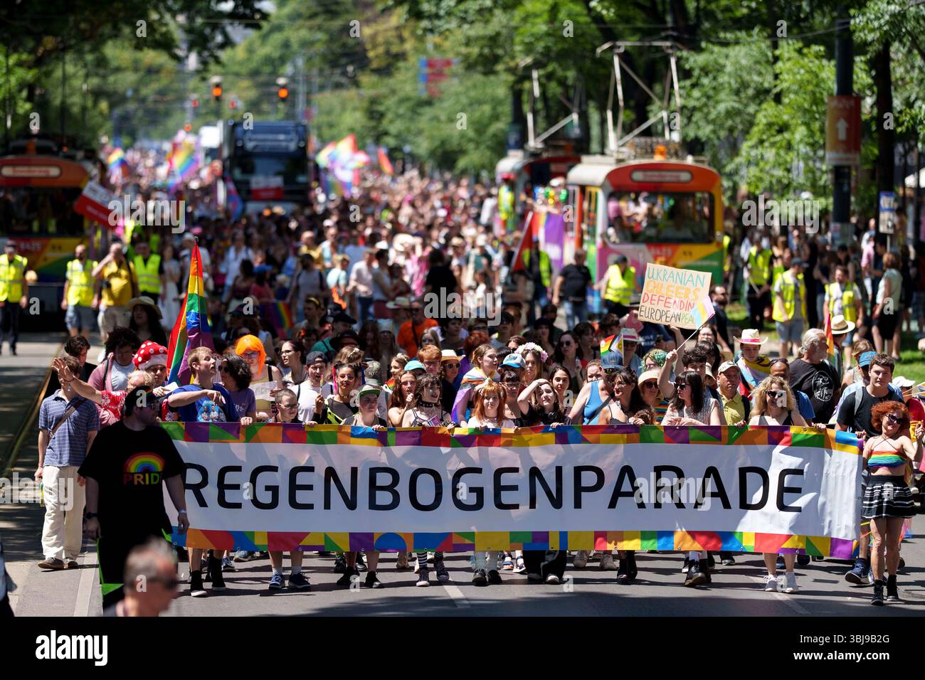 Participants attending the 29. Vienna Pride parade, taking place on ...