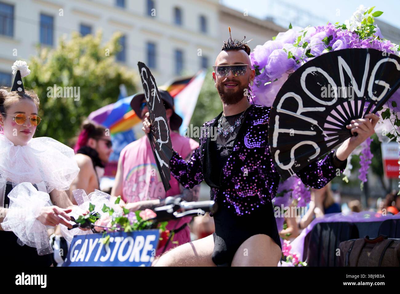 Participants attending the 29. Vienna Pride parade, taking place on ...