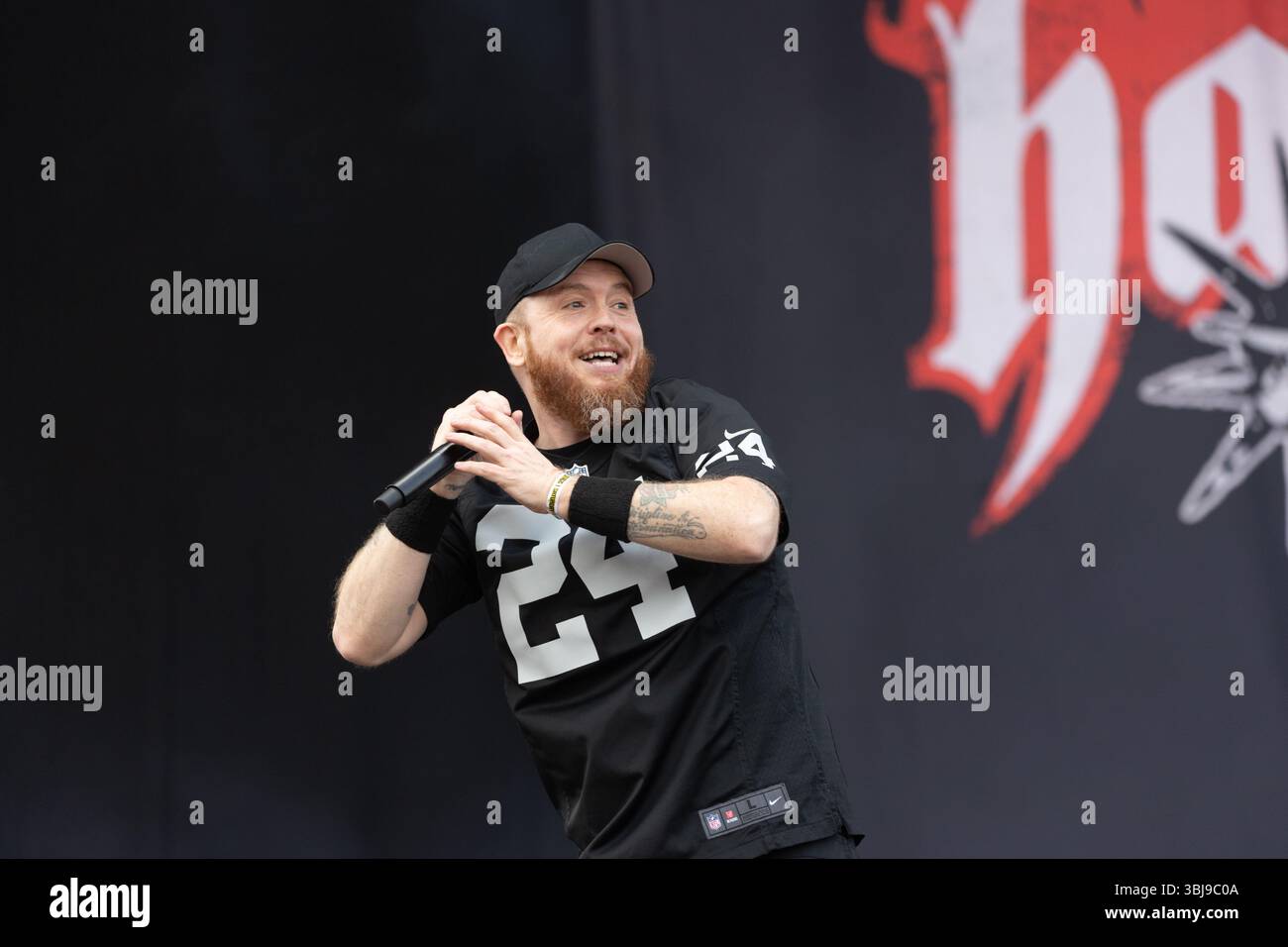 Leicestershire, UK. Saturday June 14, 2025. Jamey Jasta of the band ...