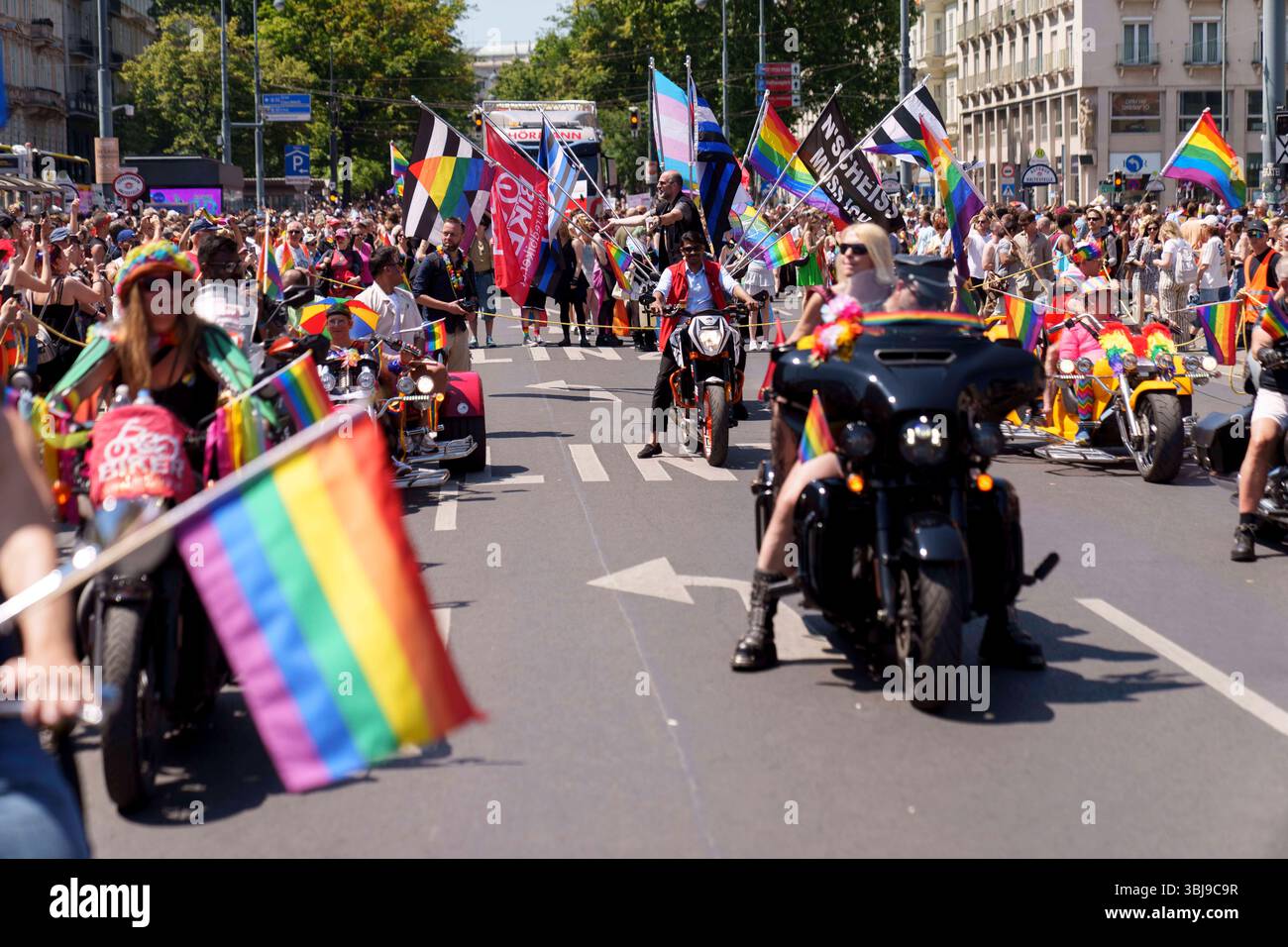 Participants attending the 29. Vienna Pride parade, taking place on ...