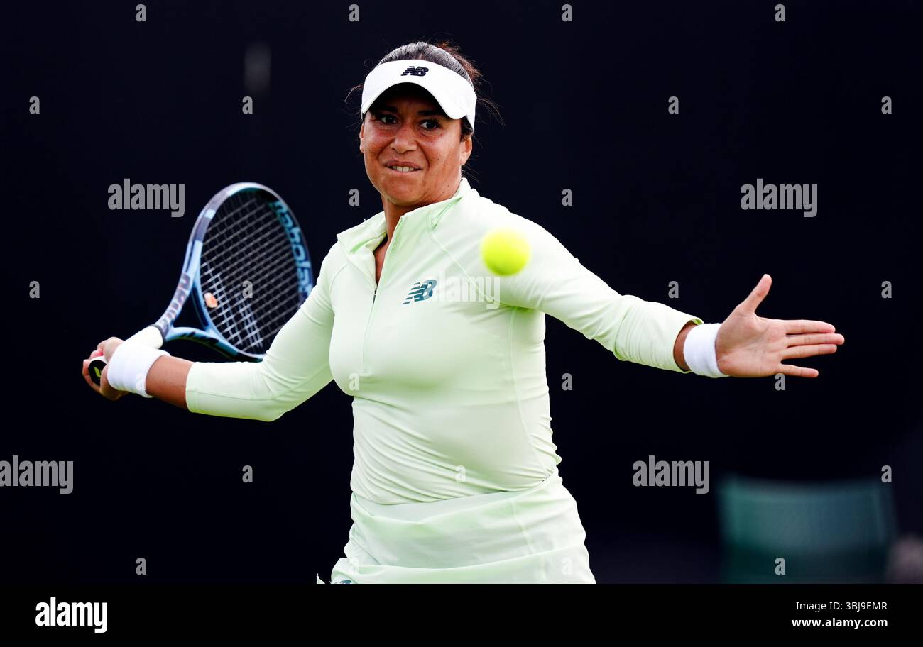 Heather Watson in action against Leolia Jeanjean during qualifying for ...