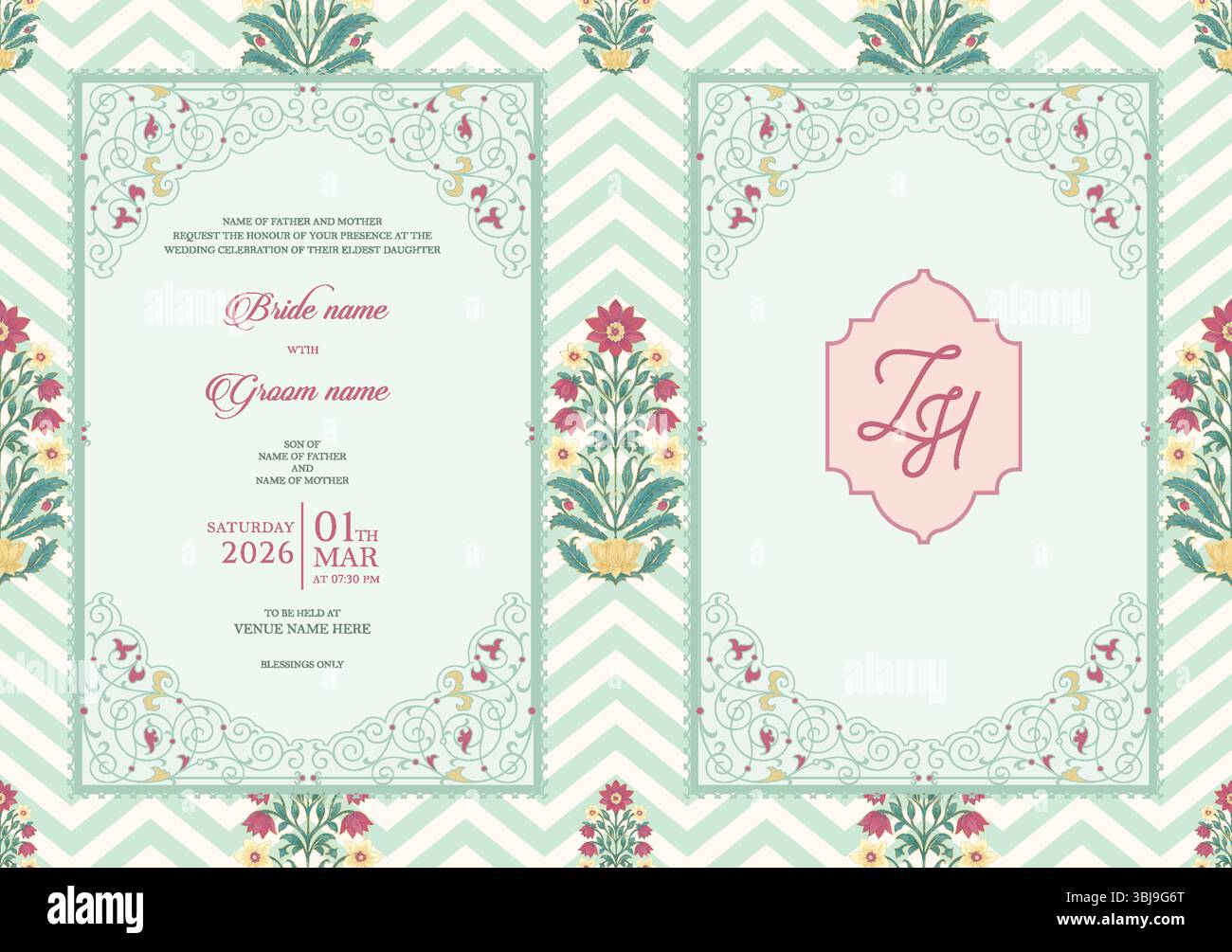 Traditional mughal wedding invitation Stock Vector Images - Alamy