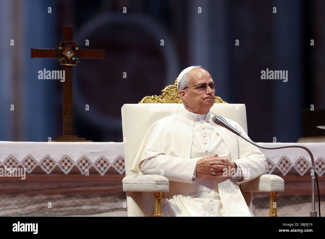 Vatican City, June 14, 2025: Pope Leo XIV presides over the audience ...