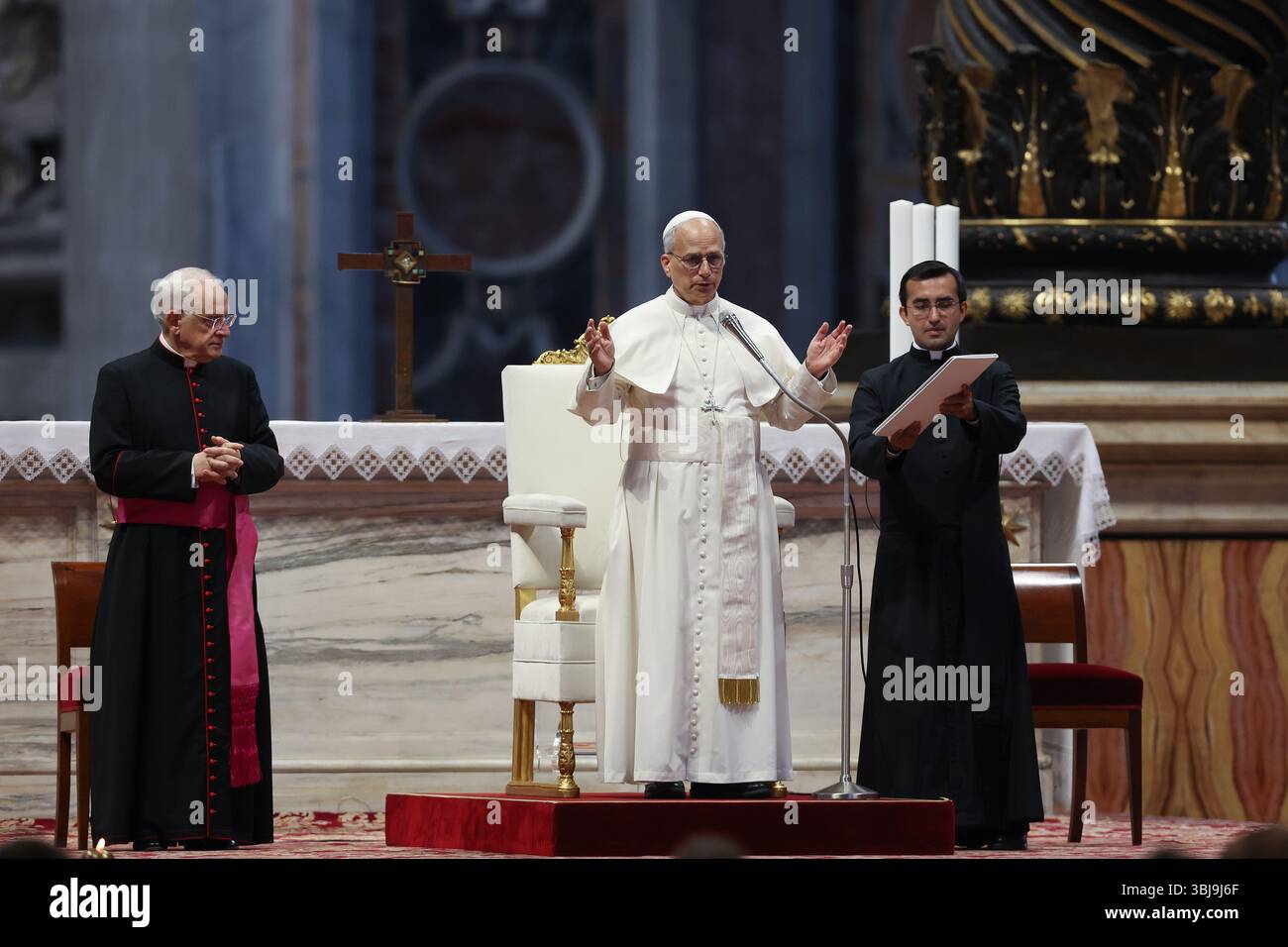 Vatican City, June 14, 2025: Leo XIV imparts the blessing at the end of ...