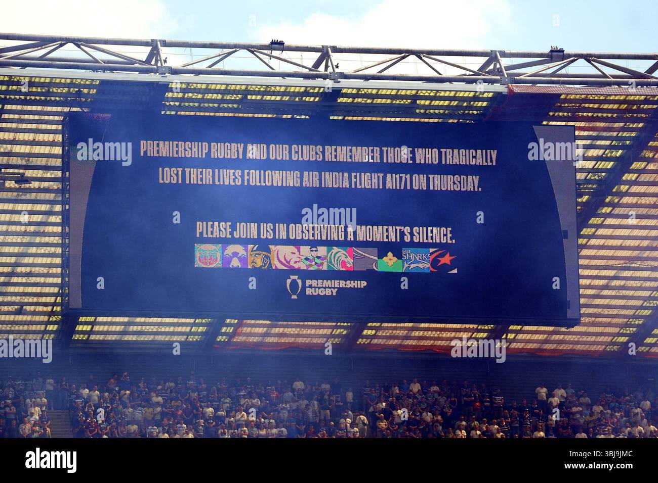 A general view of the large stadium screen acknowledging the Air India ...