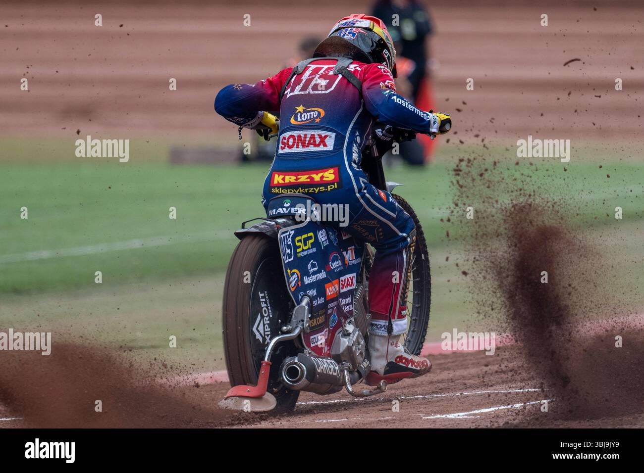 Dominik Kubera of Poland in Heat 1 during the 2025 ATPI FIM Speedway ...