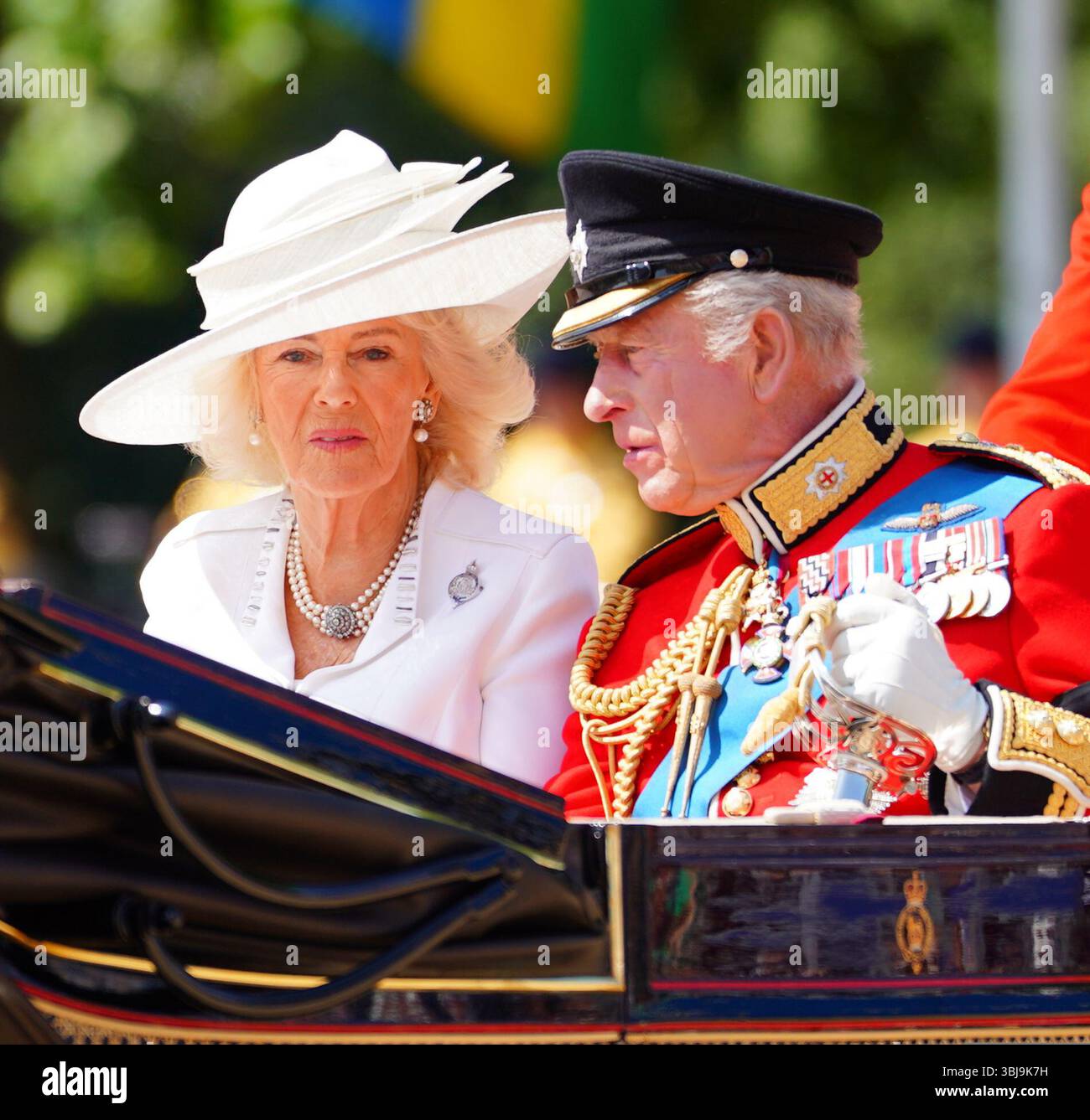 LONDON, ENGLAND - JUNE 14: King Charles III and Queen Camilla arrive at ...