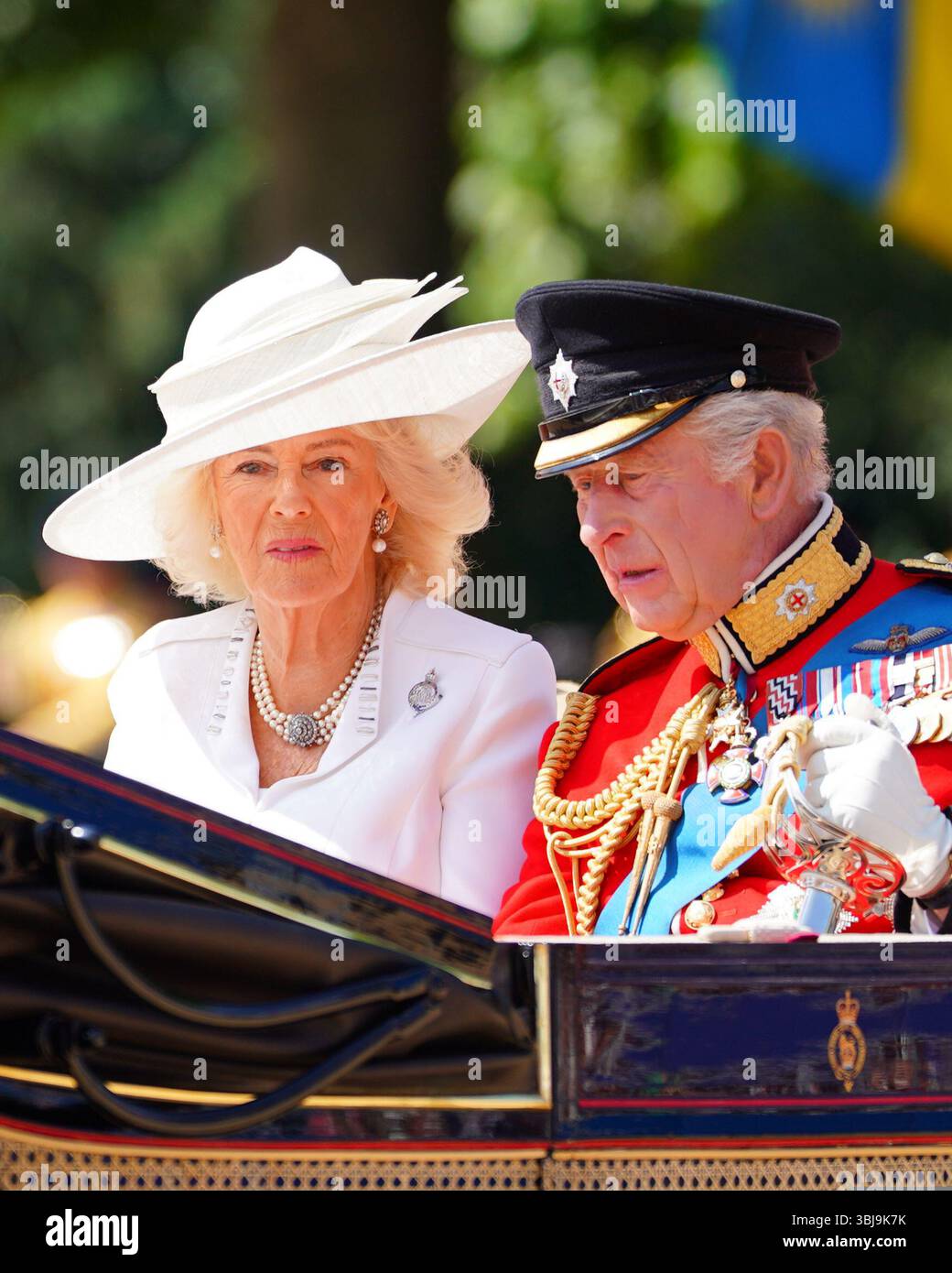 LONDON, ENGLAND - JUNE 14: King Charles III and Queen Camilla arrive at ...