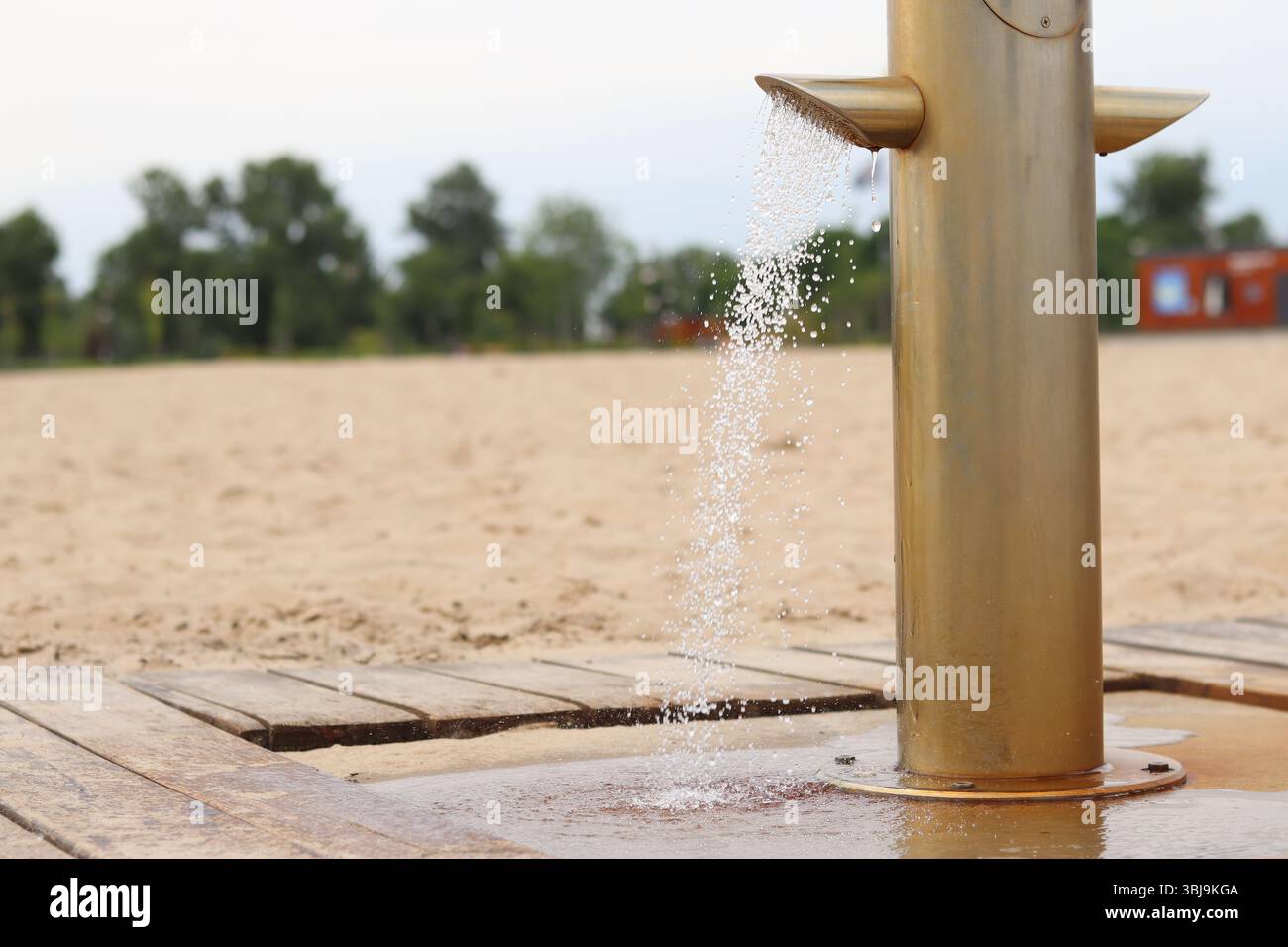 Beach shower, close-up. Summer vacation concept. Beach shower by the ...