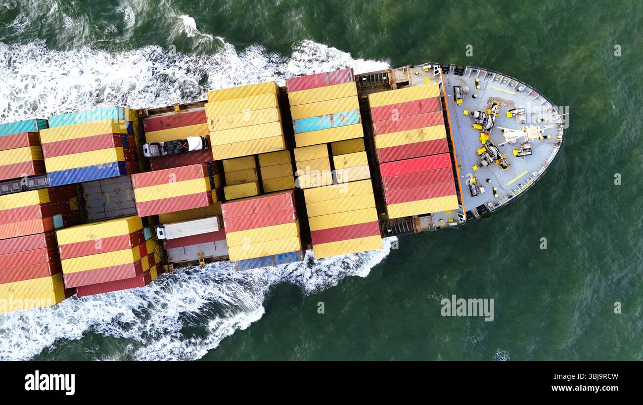 Aerial shot container ship sea hi-res stock photography and images - Alamy