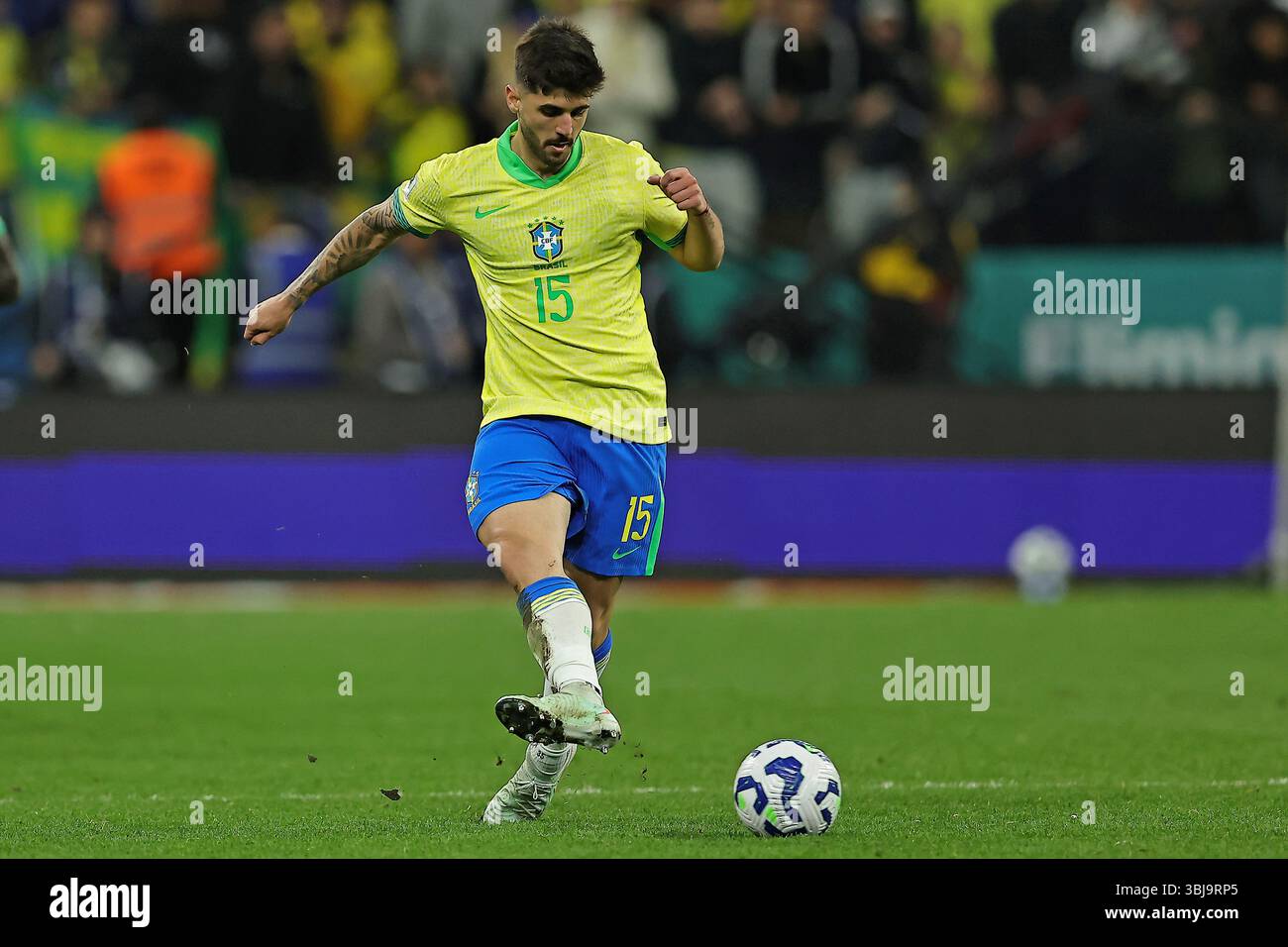 10th June 2025, Sao Paulo, Brazil: Lucas Beraldo of Brazil passes the ...