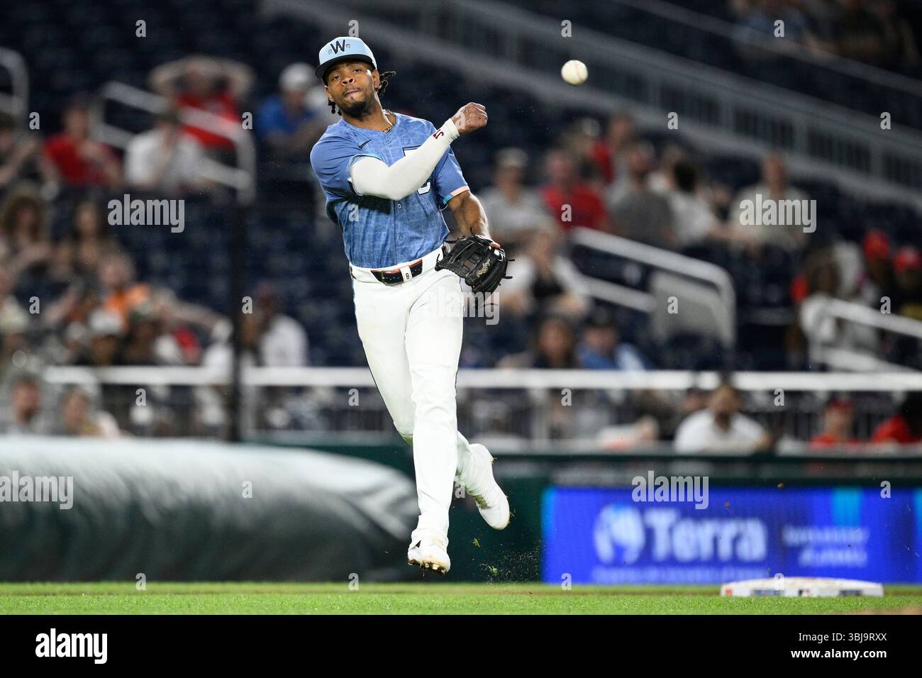 Washington Nationals third baseman Jose Tena (8) in action during a ...