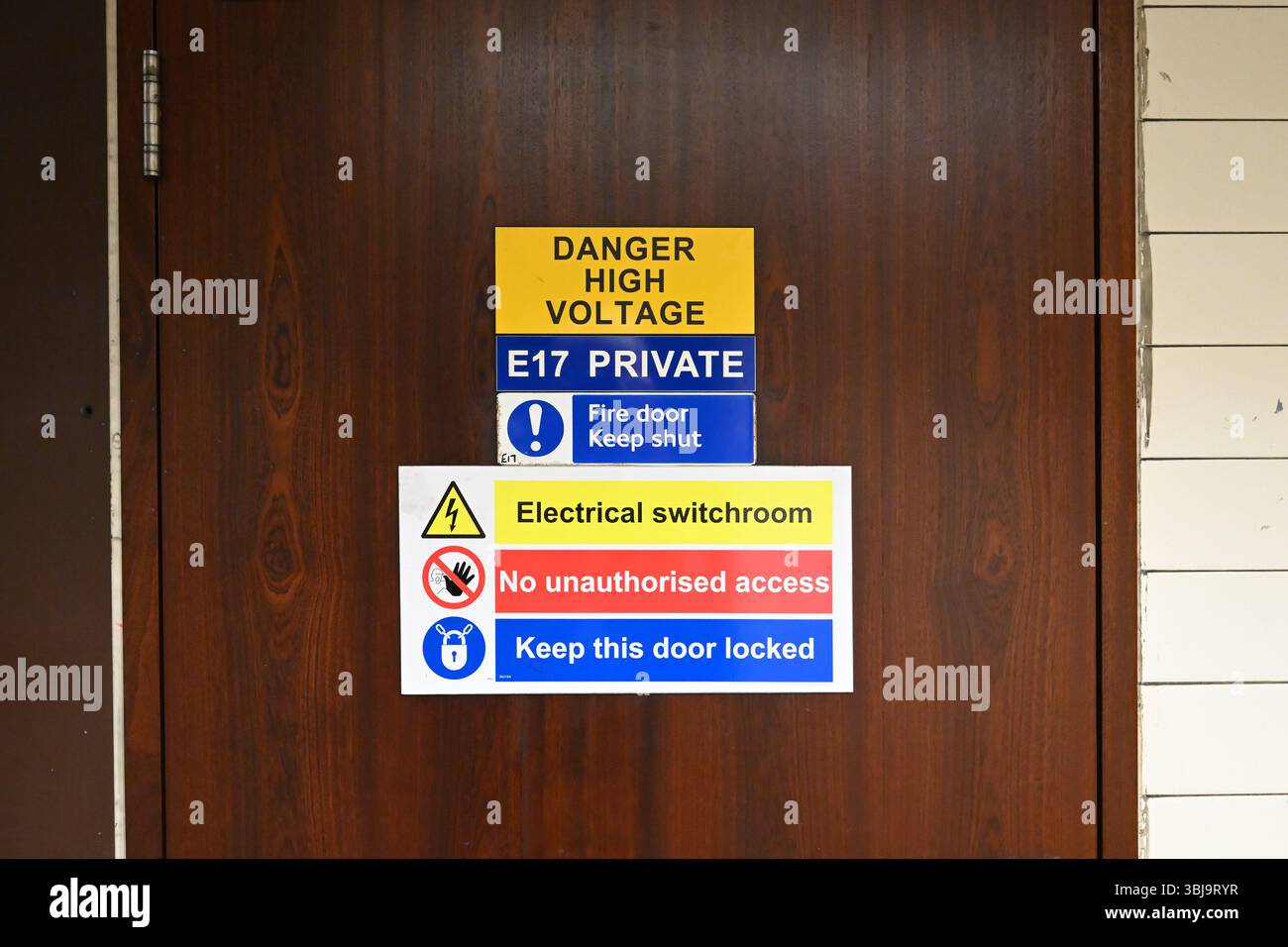Electrical switch room door inside the disused section of Charing Cross ...