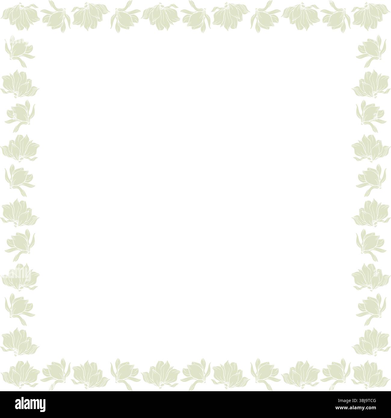 Bright magnolia flower frame. Flourish blossom elements graphic ...