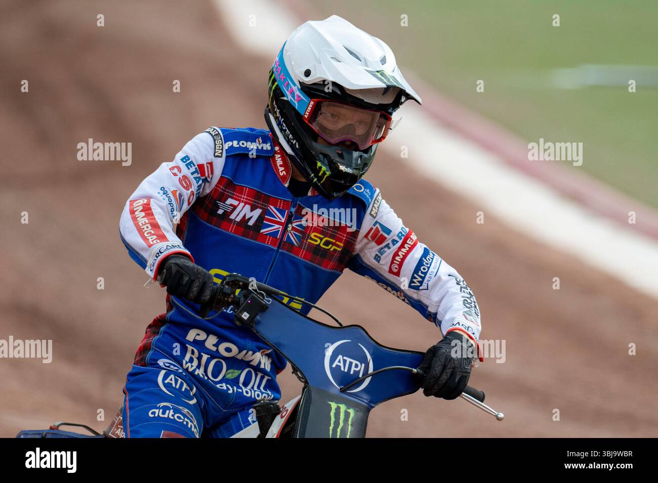 Dan Bewley of Great Britain during the 2025 ATPI FIM Speedway Grand ...