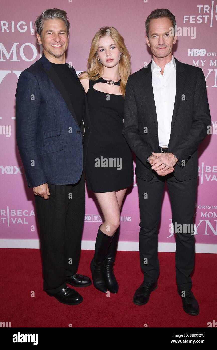 (L-R) David Burtka, Harper Grace Burtka-Harris and Neil Patrick attend the 'My Mom Jayne: A Film ...