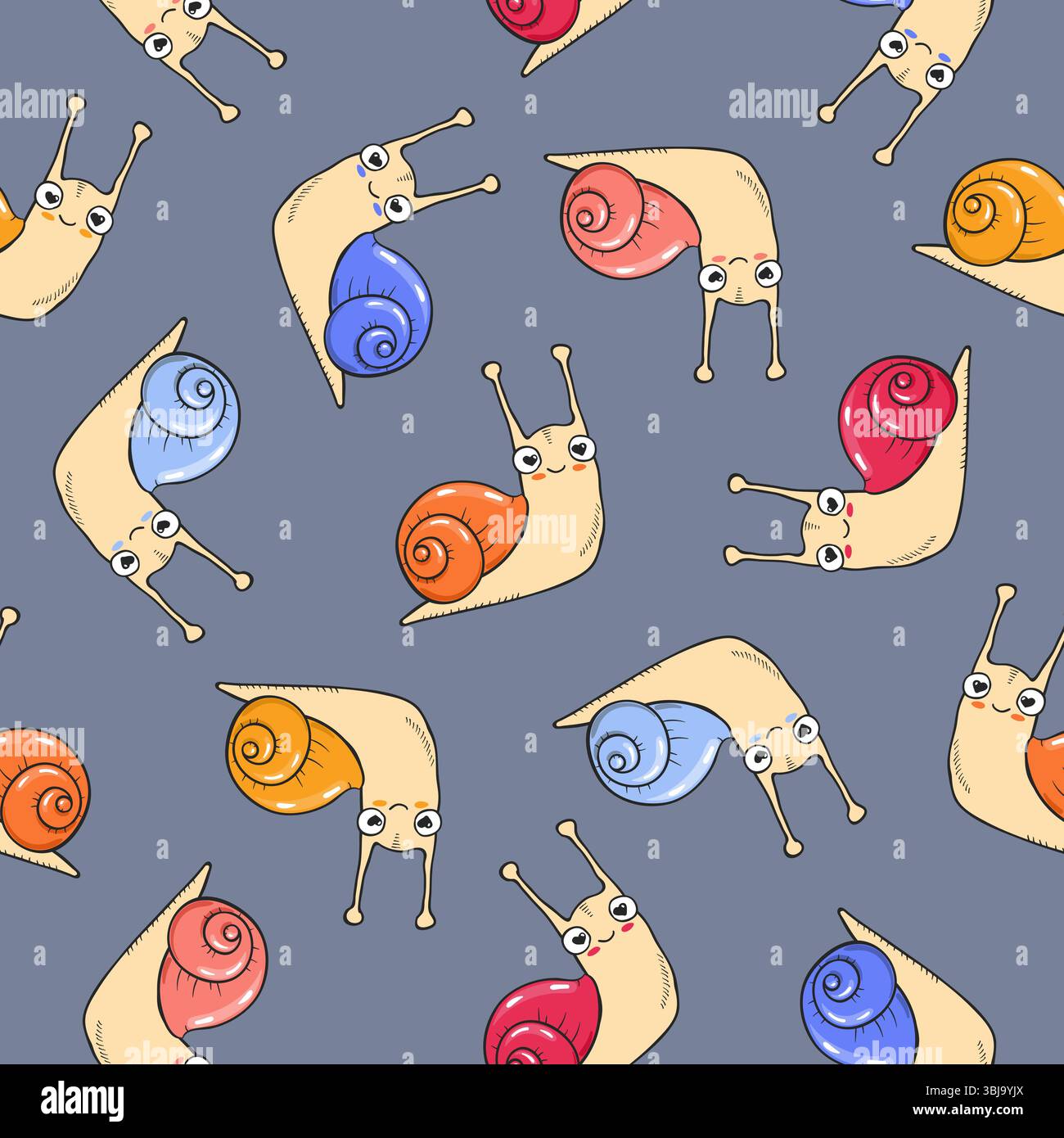 Cute snails pattern. Vector seamless colorful background Stock Vector ...