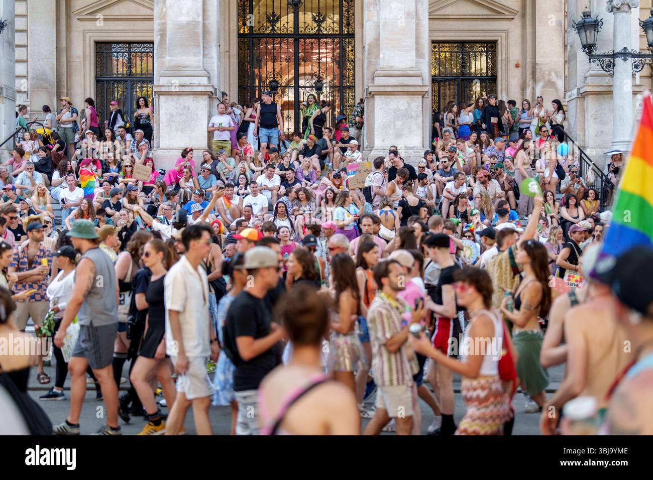Participants attending the 29. Vienna Pride parade, taking place on ...