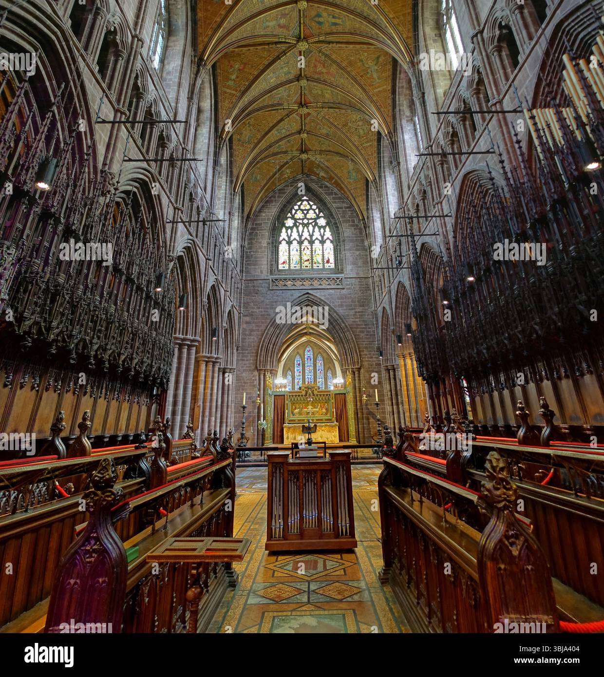 Chester Cathedral stained glass windows Stock Photo - Alamy