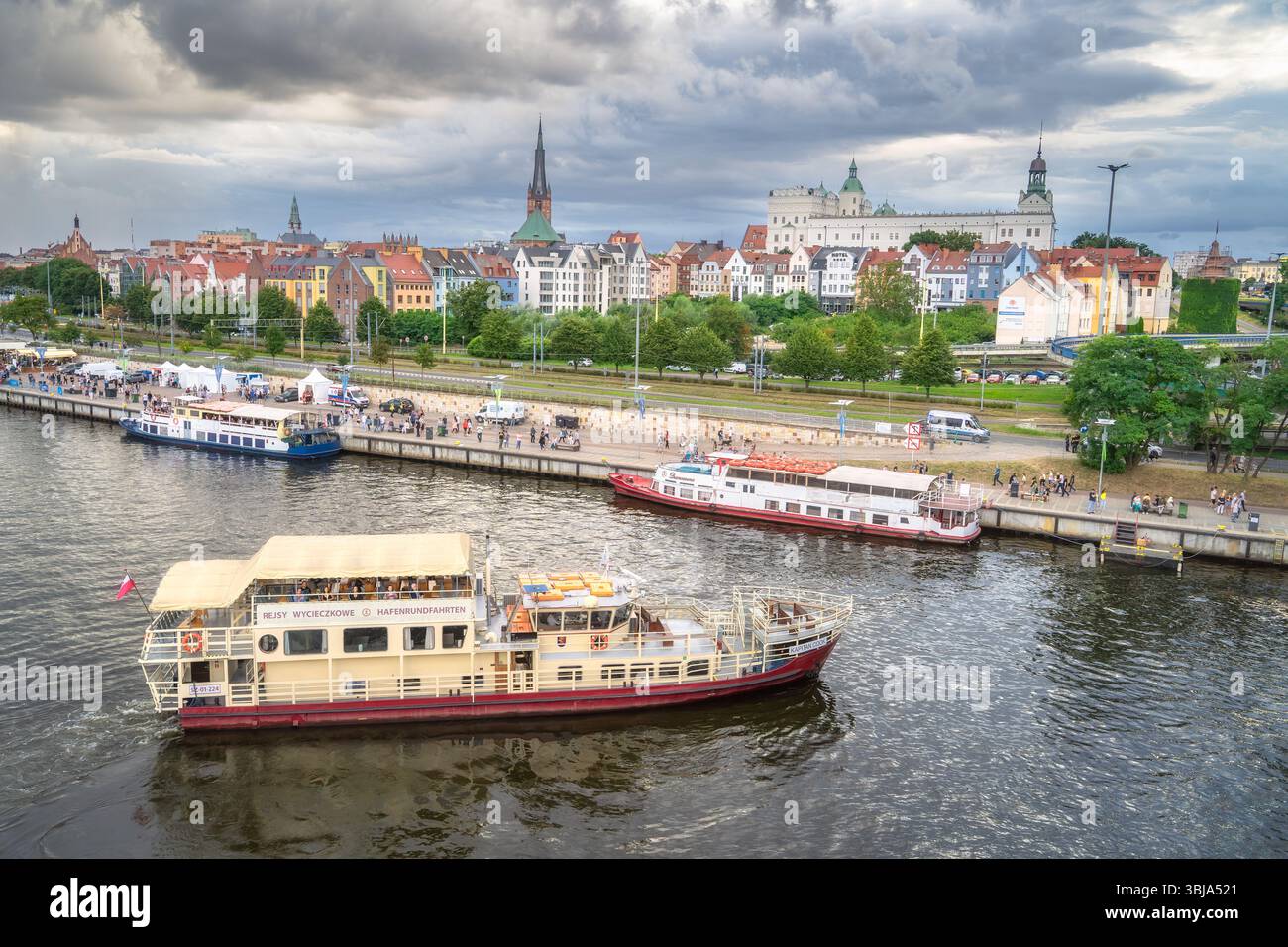 Szczecin, Poland 02 Aug 2021 A picturesque river scene features ...