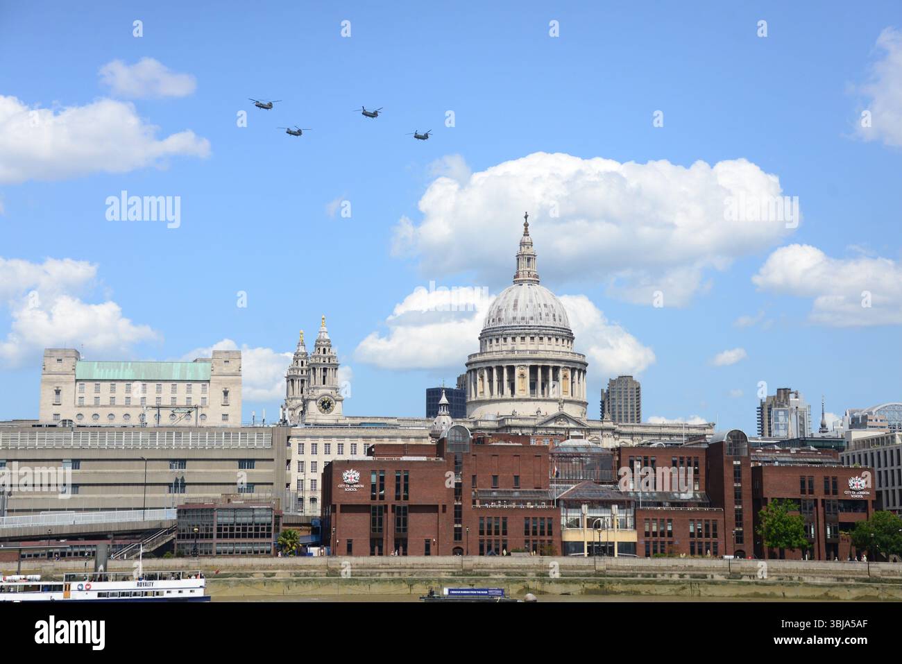 Four Chinook Helicopters taking part in the Trooping the Colour Flypast ...