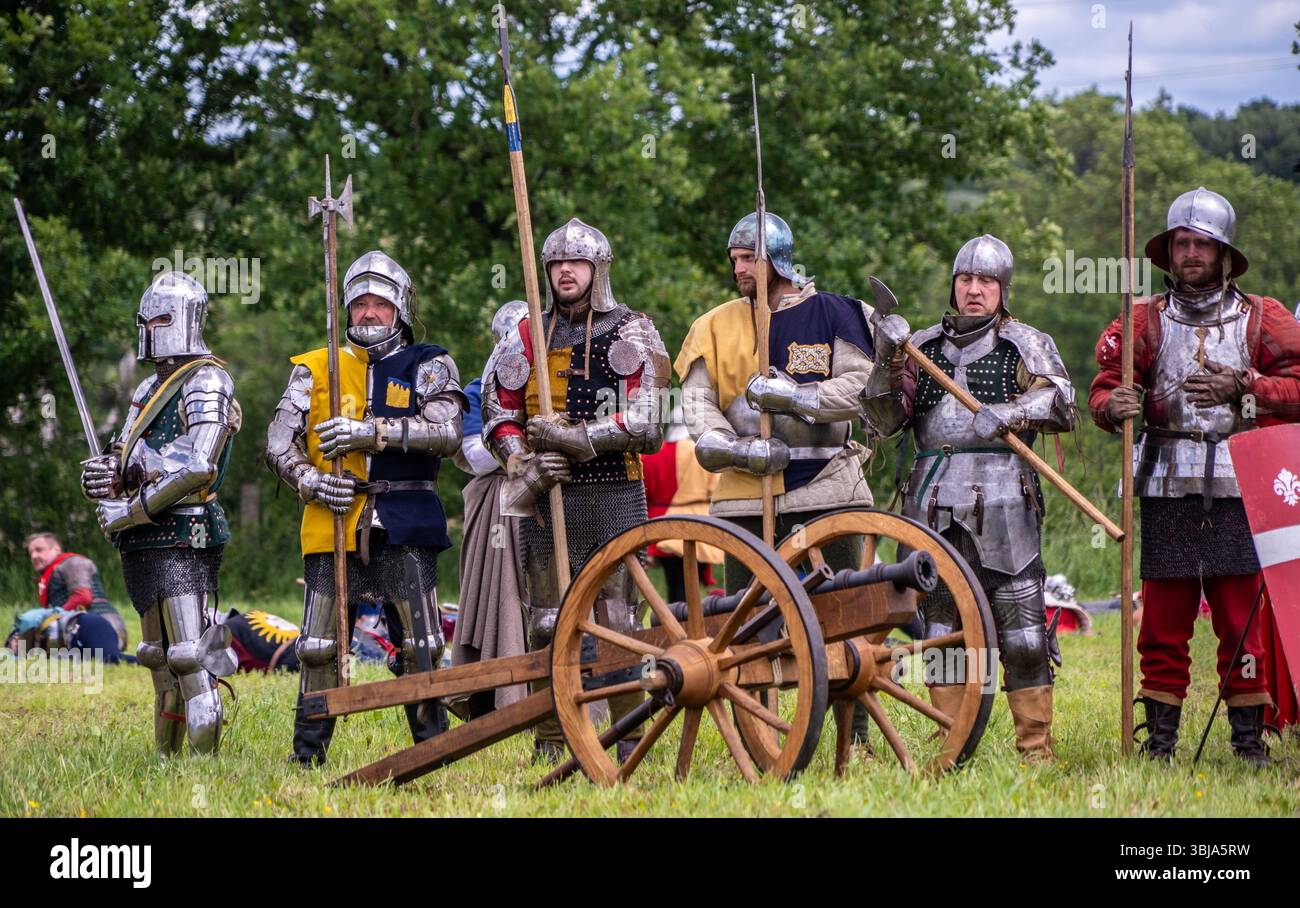 War of the Roses re-enactors performing at a recreaton of the Battle of ...