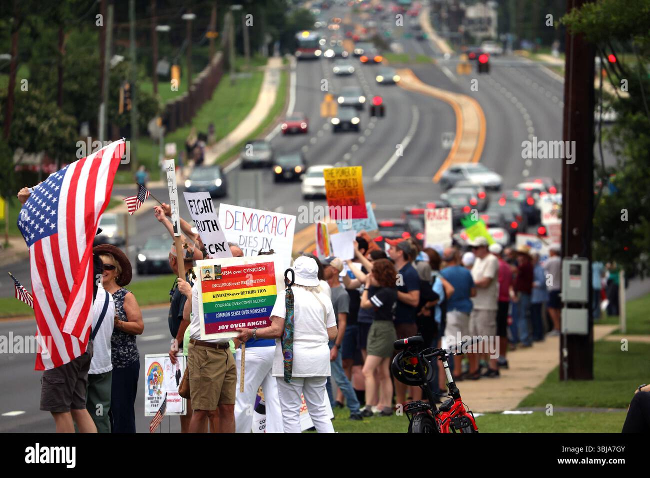 Bethesda, MD, USA. 14th June, 2025. View of the No Kings Anti-Trump ...