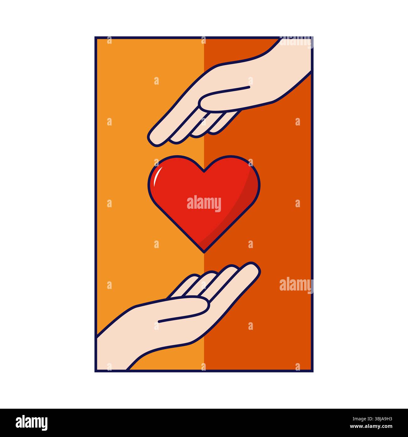 Hands Giving and Receiving Heart. Symbol of Care and Love Vector ...