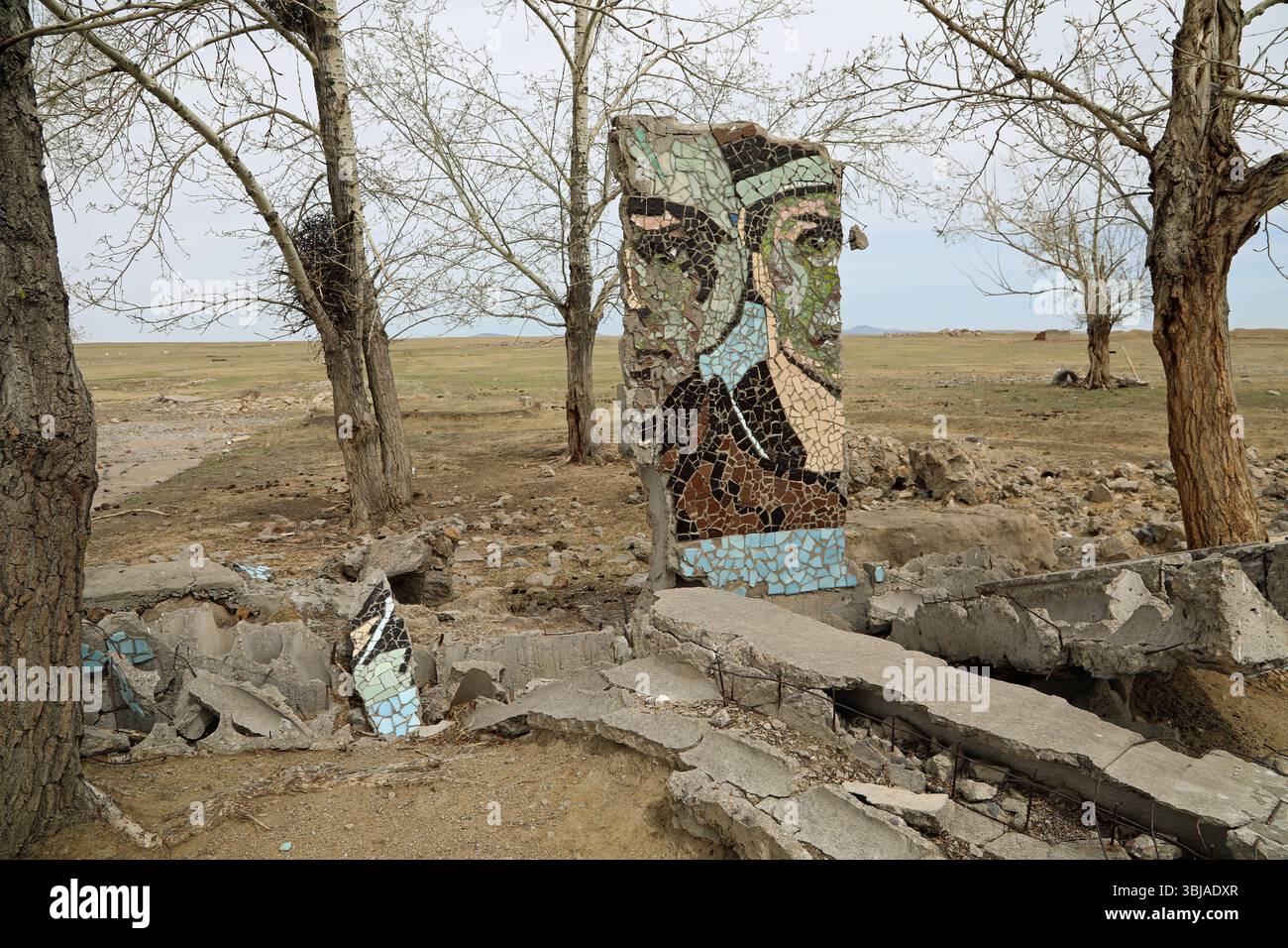 Mosaic in the Gobi Desert which is a relic from an abandoned Soviet ...