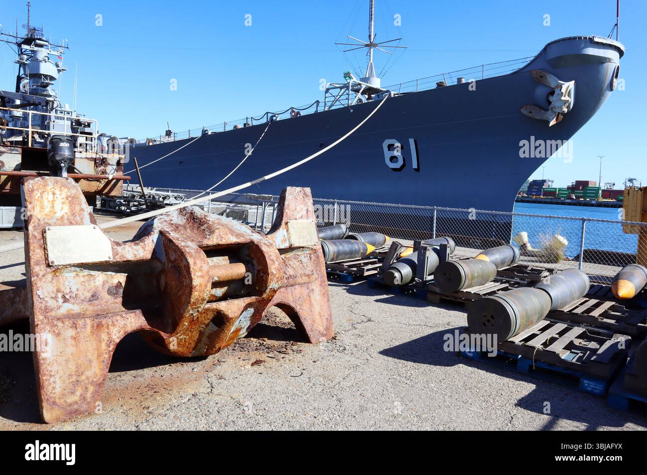 San Pedro (Port of Los Angeles), California: Detail View of USS Iowa ...