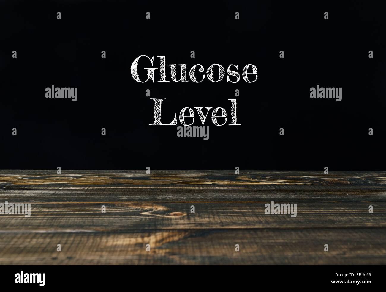 Black background with white letters that say glucose level. The letters ...
